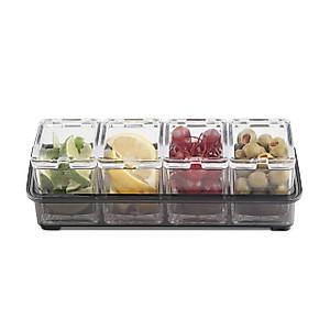 Final Touch 5 Piece Garnish Bar Caddy - Keep Ingredients Organized and Sanitary - 4 Removable Containers with Lids - BPA-Free Acrylic (FTA2000)