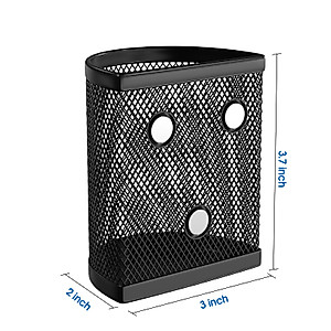 MaxGear Magnetic Pen Holder, 2 Pack Locker Organizer Mesh Pencil Holder for Desk Marker Holder - Extra Strong Magnets Perfect for Locker, Refrigerator, Dry Erase Board, Whiteboard