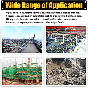 HQHAOTWU Forklift Jib Boom Crane Industrial Forklift Telescoping Jib Boom 4400lb Capacity Hoist Jib Boom Hook Double Fork Design Extend from 7 Up to 12ft Adjustable Crane Boom Mobile Crane Lifting