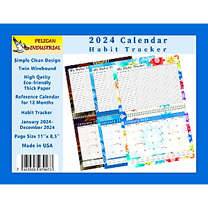 2024 Monthly Desktop/Wall Calendar/Planner - Habit Tracker - Daily, Weekly & Monthly Goal Motivational Habit Tracking Journal Inspirational - (Edition #06)