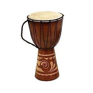Deco 79 Wood Drum Handmade Decorative Sculpture Djembe Home Decor Statue with Rope Accents, Accent Figurine 9" x 10" x 16", Brown