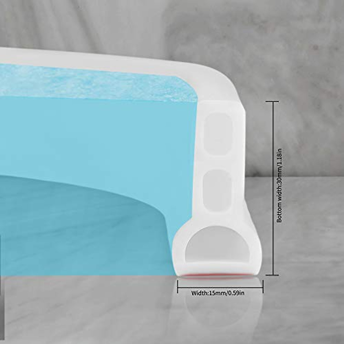 GenericBrands 59 Inch Collapsible Shower Water Dam Threshold, Bathroom Water Stopper Barrier Keeps Water Inside Dry and Wet Separation for Sink or Shower