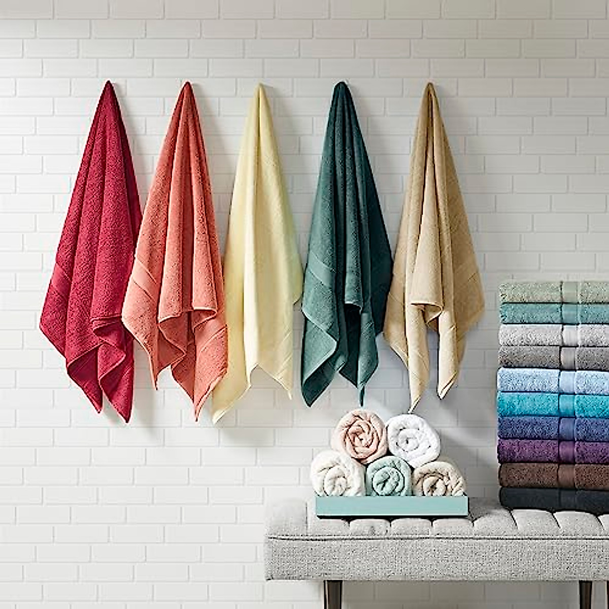 Madison Park Signature 800GSM 100% Cotton Luxurious Bath Towel Set Highly Absorbent, Quick Dry, Hotel & Spa Quality for Bathroom, Multi-Sizes, Seafoam 8 Piece