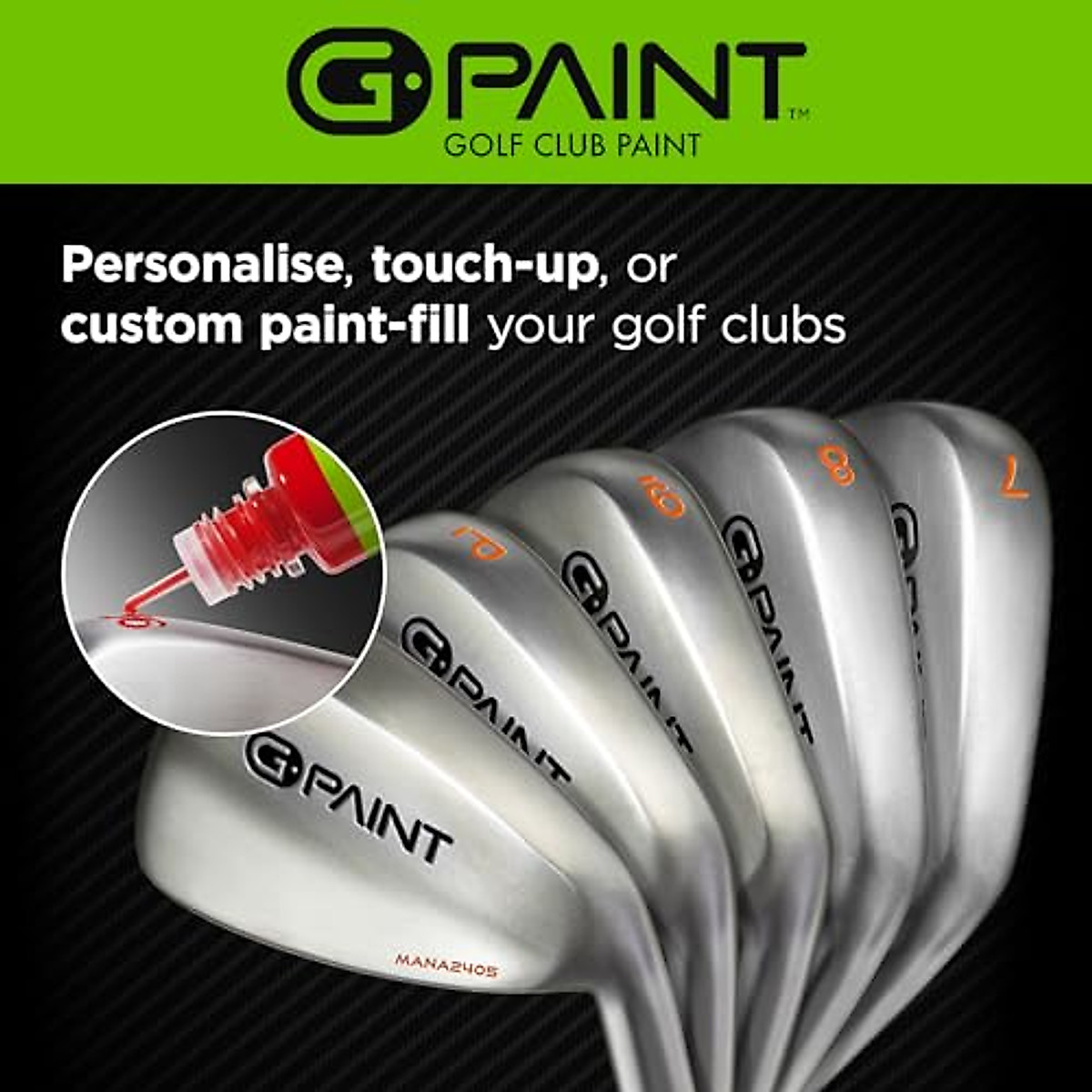 G-Paint Golf Club Paint - Touch Up, Fill in, Customize or Renovate Your Clubs - 4 Pack of 10ml Bottles. Yellow, Pink, Orange & Green