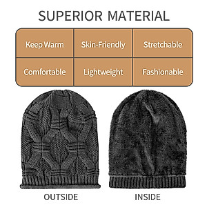 Senker Fashion 2 Pack Womens Slouchy Beanie Winter Knit Soft Hat for Women and Men Black Dark Grey
