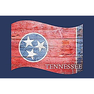 Rustic Tennessee State Flag, Contour (Canvas Deluxe Tote Bag, Faux Leather Handles & Zip Pocket)