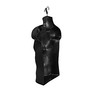 DisplayTown Black Male and Female Mannequin Torso with Metal Stand Hollow Back Body Stackable Dress Form for Tshirt Display, Countertop, Craft Shows, Photos and Design, S-M Clothing Size