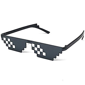 JYZOBJHB 10 Pieces Thug Life Party Sunglasses Pixelated Mosaic Eyewear Black for Unisex Adults Kids (Flat Black)