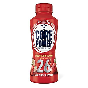 Fairlife Core Power 26g Protein Milk Shakes, Ready To Drink for Workout Recovery, Strawberry Banana, 14 Fl Oz