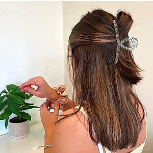 Hair Claw Clips, Nonslip Matte Clear, Large for Thick Hair, Strong Hold Jaw Clamps, Butterfly Hairpins Fashion Accessories for Women (3 Pack)