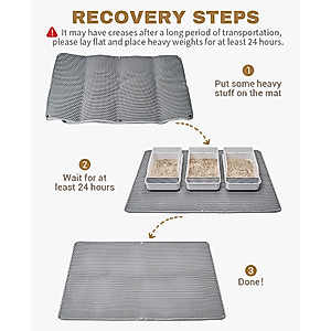 Fostanfly Cat Litter Mat - Extra Large XL 45"x 27" Cat Litter Trapping Mat, Machine Washable Double Layer Design, Urine & Waterproof for Kitty- Easy Clean for Floor