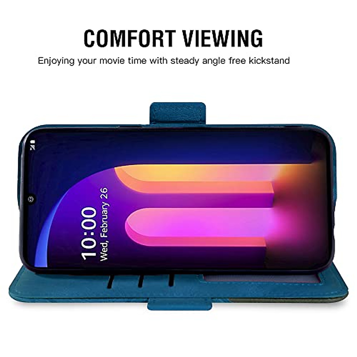 Asuwish Compatible with LG V60 ThinQ V60ThinQ 5G G9 Thin Q Wallet Case and Tempered Glass Screen Protector Leather Flip Cover Card Holder Cell Accessories Phone Cases for LGV60 V 60 60ThinQ 60V Blue