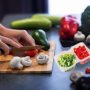 Dual Compartment Containerfor for Condiment, Dip, Sauce, Sampling and Travel Snacks，Portable Reusable Sauce Container，5Pcs Double Compartment Condiment Containers with Lids
