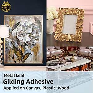 Gilding Adhesive, 100ml Epoxy Resin Gold Leaf Adhesive for Professional Craft Use, Water Based Varnish for Protect The Surface of Gold Foil from Oxidating (Brush + Gloves as Gifts)