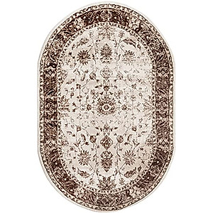 Unique Loom Rushmore Collection Area Rug - Lincoln (5' 3" x 8' Oval, Cream/Beige)