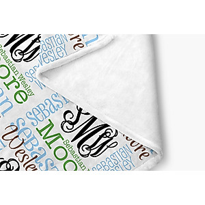 CarefreeTees Personalized Baby Name Blanket Monogrammed (Vine Monogram - Earthy 40" x 30")