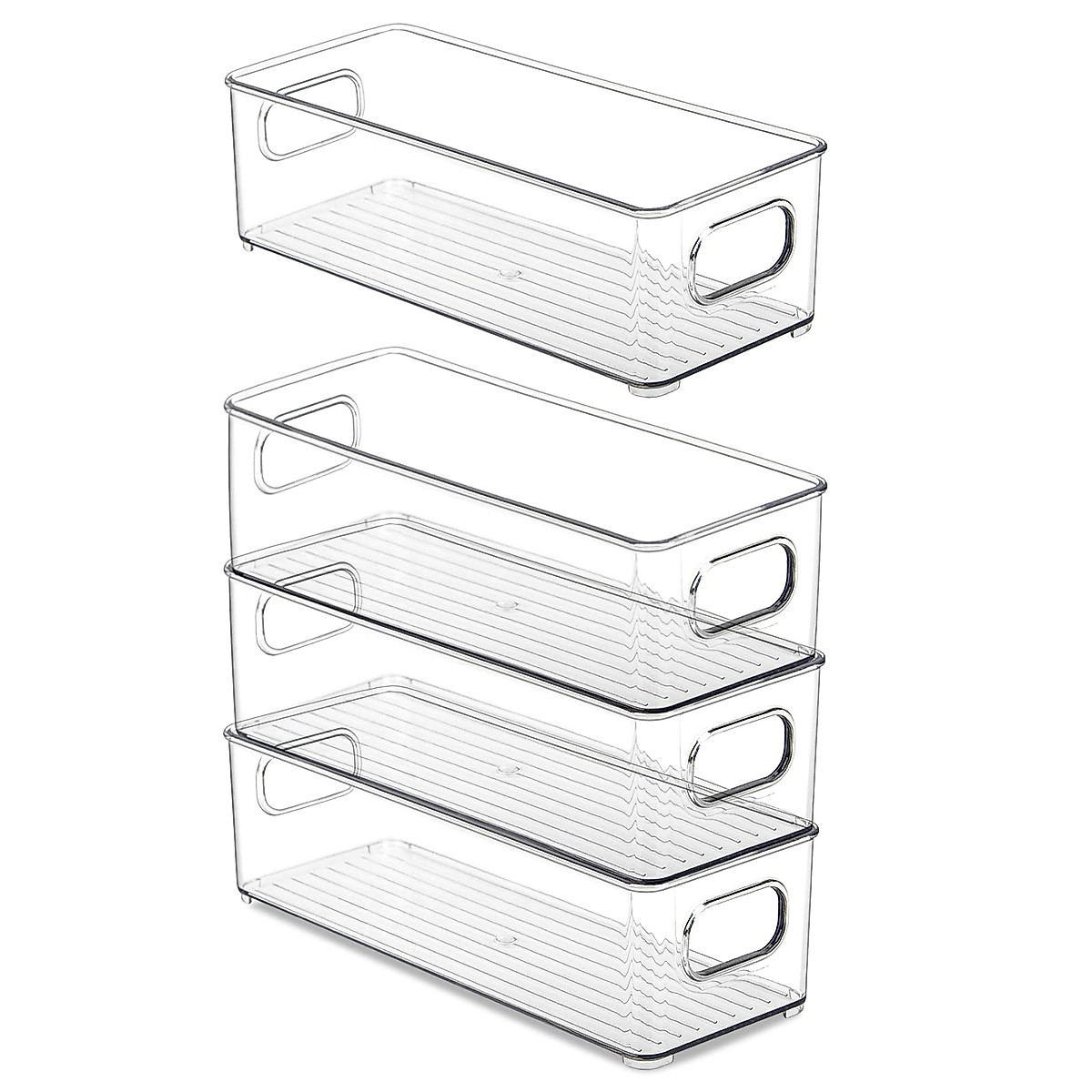 Tiawudi Plastic Storage Bins, Stackable Organizer Bins, Ideal Closet Organizer, Pantry Organization, Home Organization, Fridge Organizer, Cabinet Organizer, 8 Pack, Small