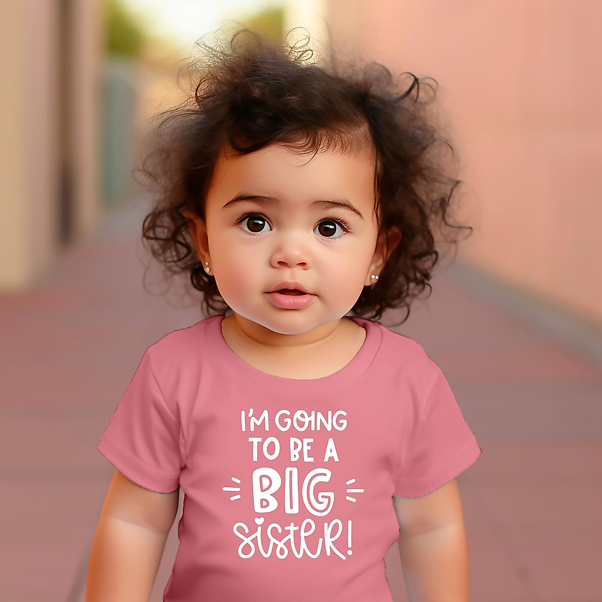 Olive Loves Apple Big Sister New Baby Reveal I'm Going to Be A Big Sister New Sibling Announcement T-Shirts and Raglans White on Mauve Shirt 4T