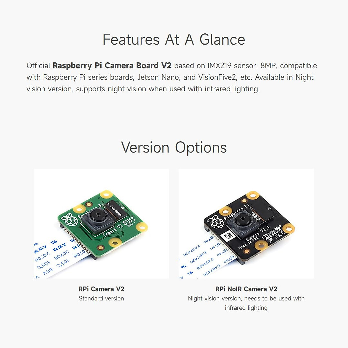 waveshare Kit Compatible with Offical Raspberry Pi Camera V2.1 and CM3/3+/4 Jetson Nano Jetson Xavier NX Support 1080p30 720p60 and 640x480p90 Video Record Comes with 15cm FPC Camera Cable