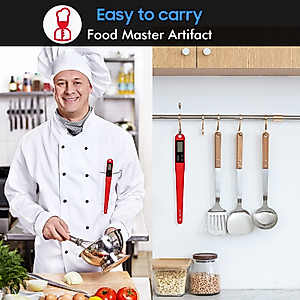 DOPI Instant Read Meat Digital Food Grade Probe Thermometer, Smart Ultra Fast with Backlight and Calibration Thermometer for Kitchen, Outdoor Grilling and BBQ (Red)