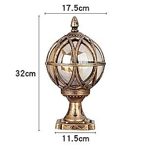ZZYJYALG European Spherical Creative Column Headlight Outdoor Waterproof Sunscreen E27 Pillar Lamp Villa Courtyard Garden Column Lamp Home Patio Light Post Light