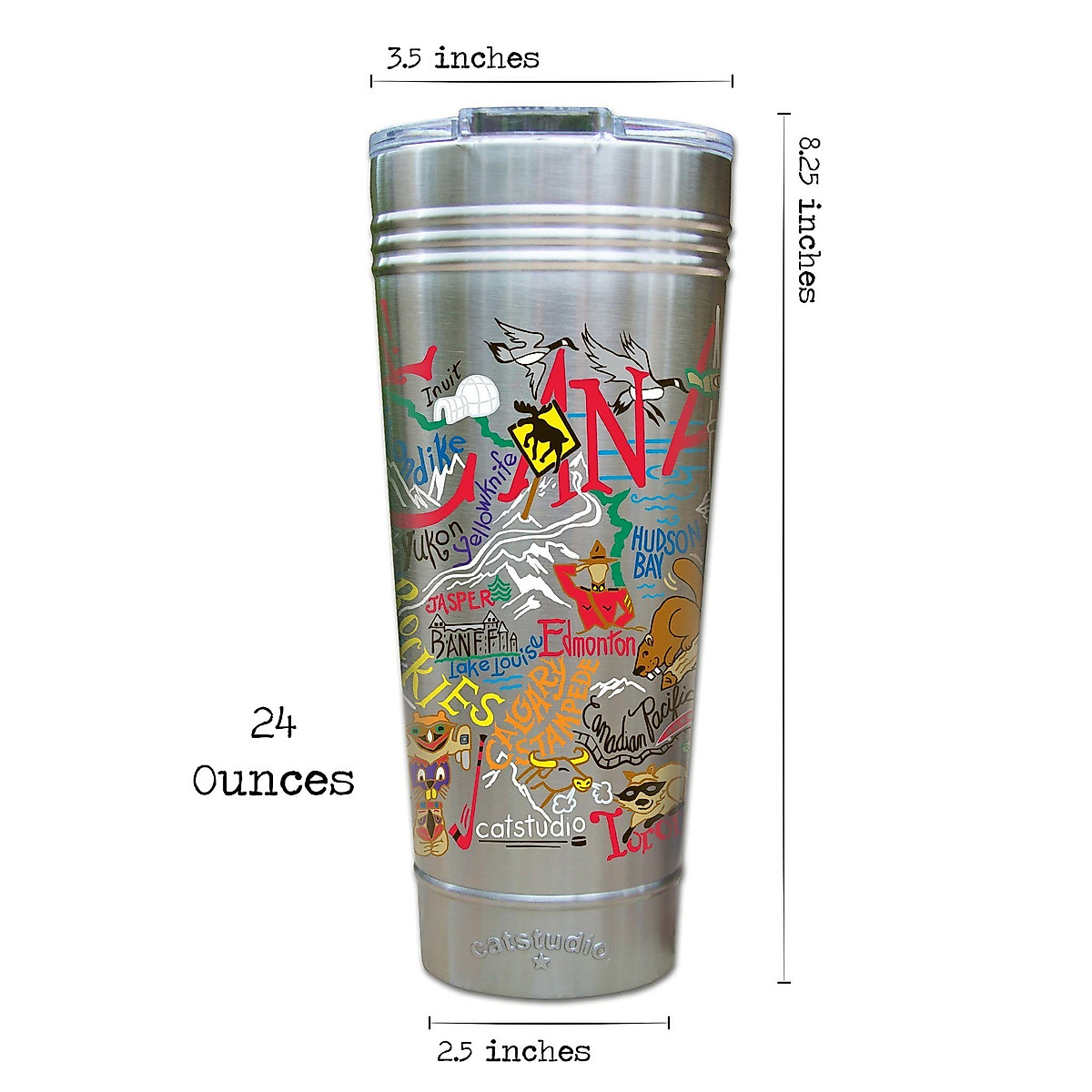 Catstudio Canada Thermal Tumbler | Triple Wall Insulation With Non Slip Bottom | Great Travel Cup for Water, Coffee, Tea, or Smoothies
