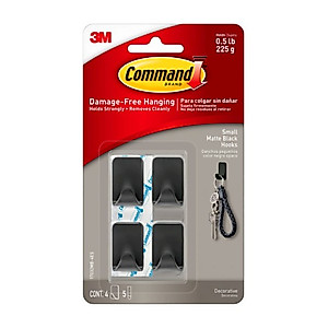 Command 3M [Removable]: Small Matte Black Hooks [4 Hooks/Pack] (Matte Black)
