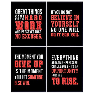 Motivational Quotes Set - 8x10 Basketball Posters - Gift for Sports Fans, Men, Boys, Teens - Inspirational Wall Decor, Art Decorations for Office, Bedroom, Living Room - 8x10 UNFRAMED Prints
