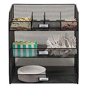 Safco Products 3293BL Onyx Mesh Break Room Supplies Organizer, Black
