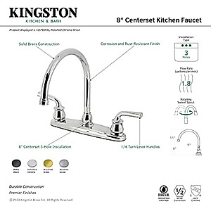 Kingston Brass KB790RXL Restoration 8-Inch Centerset Kitchen Faucet, Polished Chrome