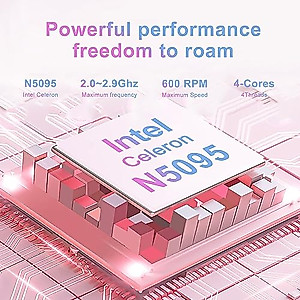 Ruzava/Aocwei 14" Laptop 8GB DDR4 256GB SSD Celeron Intel N5095 (Up to 2.9Ghz) 4-Core Win 11 PC with Cooling Fan 1920 * 1200 2K FHD Screen Dual WiFi Support 1TB SSD Expand for Game Work Study-Pink