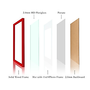 BOJIN 11x14 Picture Frames Red, Solid Wood Display Picture A4 with Mat or 11x14 Without Mat, Wall Hanging Decoration Photo Frame