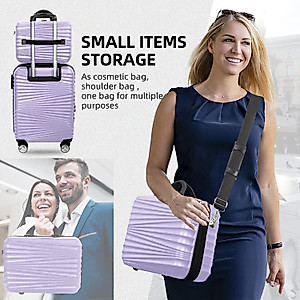 LEAVES KING Luggage 5 Piece Sets, Hard Shell Luggage Set Expandable Carry on Luggage Suitcase with Spinner Wheels Durable Lightweight Travel Set for Men Women(14/18/20/24/28, Lavender)
