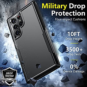 SPIDERCASE for Samsung Galaxy S22 Ultra Case, [10 FT Military Grade Drop Protection],with 2 Pack [Soft Screen Protector + Camera Lens Protector] Heavy Duty Shockproof Case,Black