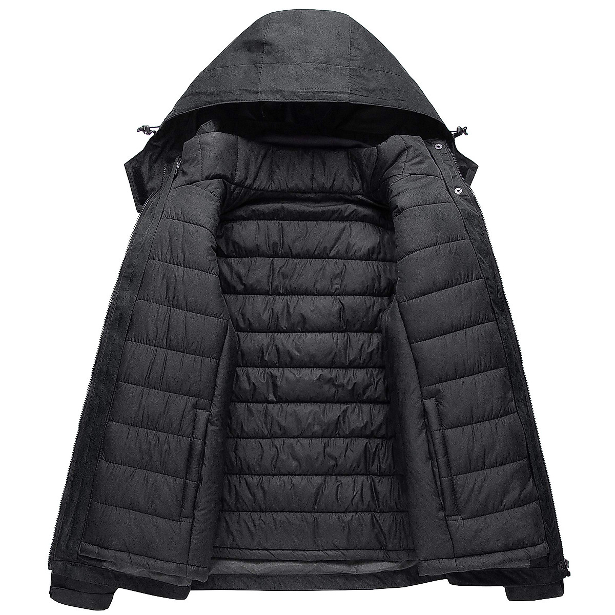 CREATMO US Women's 3 in 1 Waterproof Ski Jacket Windproof Snow Coat Black 2XL