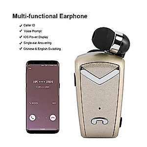 EBTOOLS Fineblue Bluetooth Headset, Portable Wireless Retractable in Ear Business Lavalier Earphone(Gold)