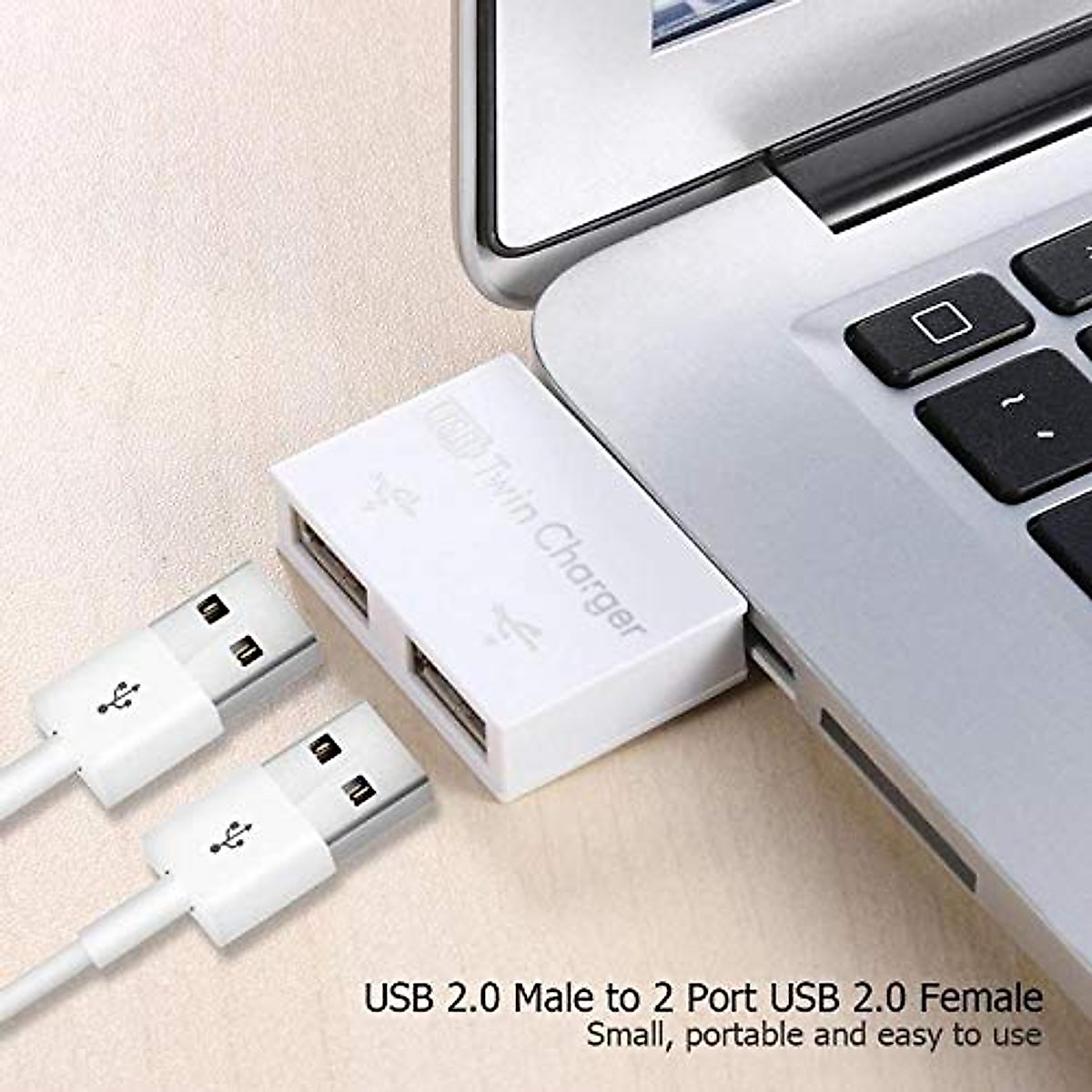Lysee Data Cables - USB 2.0 2 Port USB Hub Splitter Adapter for Notebook Tablet Computer PC Peripherals Super Speed USB Hub - (Color: White)