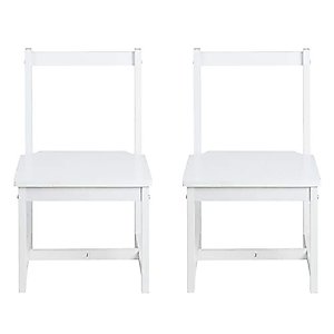 Amazon Basics Solid Wood Kids Activity Chair Set, 23.8-Inch Height - 2-Pack, White