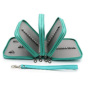 BTSKY PU Leather Colored Pencil Case with Compartments-72 Slots Handy Pencil Bags Large for Watercolor Pencils, Ordinary Pencils (Green)