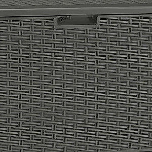 Suncast BMDB13400ST 134-Gallon Extra Large All-Weather UV-Resistant Wicker Pattern Deck Box with Lockable Lid for Garden, Garage, or Patio, Stoney