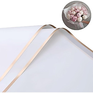 BBJ WRAPS Korean Style Waterproof Floral Wrapping Paper Sheets Fresh Flower Bouquet Wrap Gift Packaging Florist Supplies, 20 Sheets-23.6x23.6 inch (White)