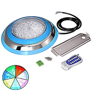 LED Underwater Swimming Pool Lights Stainless Steel 47W Multiple Color Changing 12V AC Wall Surface Mounted IP68 Waterproof with Remote Controller
