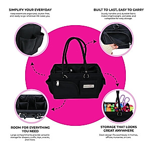 Everything Mary White Flower Deluxe Store and Tote - Storage Craft Bag Organizer for Crafts, Sewing, Paper, Art, Desk, Canvas, Supplies Storage Organization with Handles for Travel