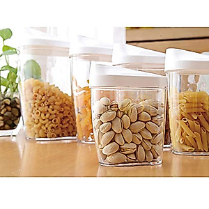 5Pcs Food Storage Box Clear Container Set with Pour Lids Kitchen Food Sealed Snacks Dried Fruit Grains Tank Storage Cereal Box Cereal Grains Storage Tank Kitchen Sorting Food Organizer Container
