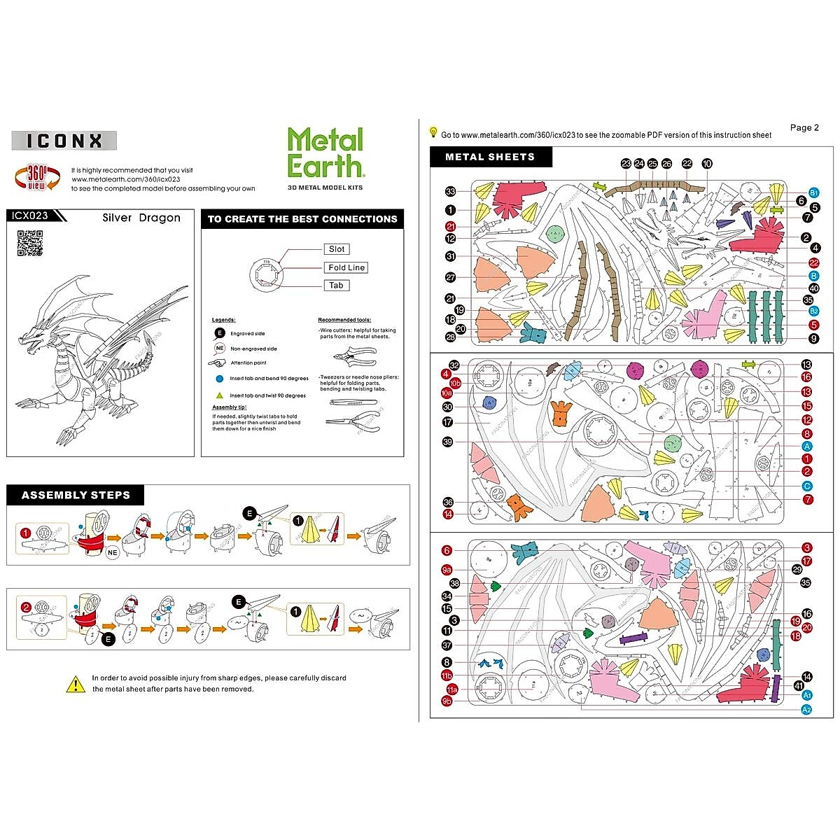 Fascinations Metal Earth Premium Series Silver Dragon 3D Metal Model Kit