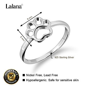 Puppy Paw Print Sterling Silver Ring Pet Lovers Animal Jewelry Love Dog Cat Ring Pet Loving Friend Families (with Gift Box) | Small Dainty Cute Pet Animal Jewelry for Women (9)