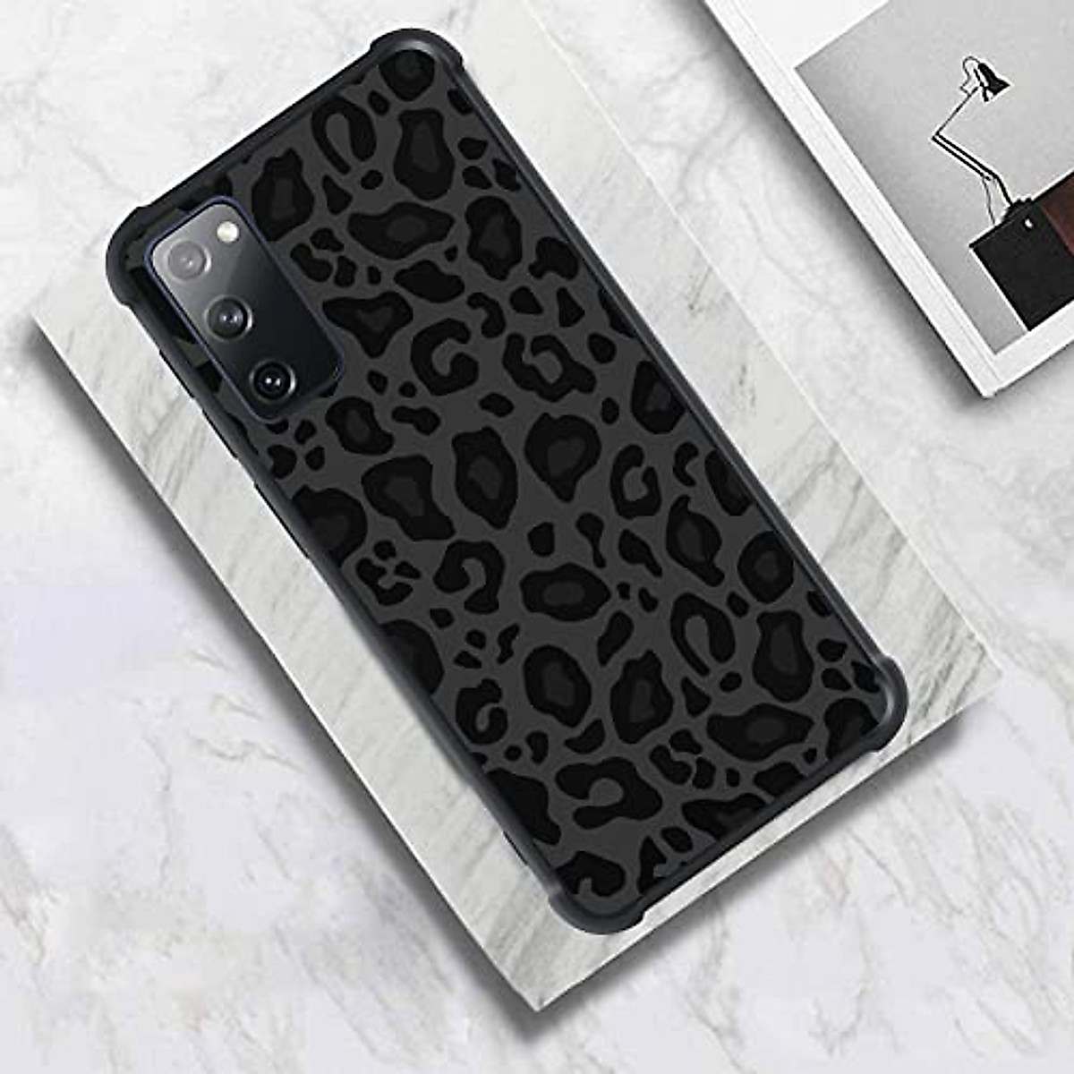 KANGHAR Case Compatible with Samsung Galaxy S20 FE,Black Leopard Design,Tire Texture Non-Slip +Shockproof Rugged TPU Protective Case for Samsung Galaxy S20 FE 6.5 Inch (2020) Leopard Pattern