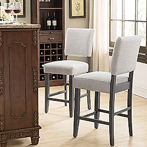 Leick Upholstered Back Counter Height Barstool (Set of 2), Grey