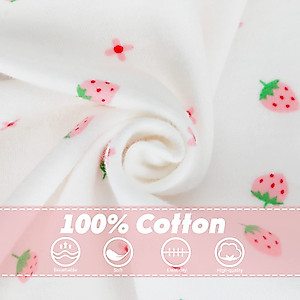 2 Pack Transition Swaddle with 2 Way Zipper, 100% Cotton Baby Swaddle Arms in/Out Arms Free Design Transitional Swaddle, Arms Up Sleeping Sack Baby Sleep Sack (Strawberry & Flower, Medium 3-6 Months)