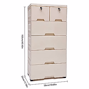 Plastic Dresser, Plastic Drawers Dresser, Clothes Drawer, Storage Cabinet with 6 Drawers, Closet Drawers Tall Dresser Organizer for kids Bedroom Playroom Furnitures (Beige, 19.7" W x 13.8" D x 40" H)